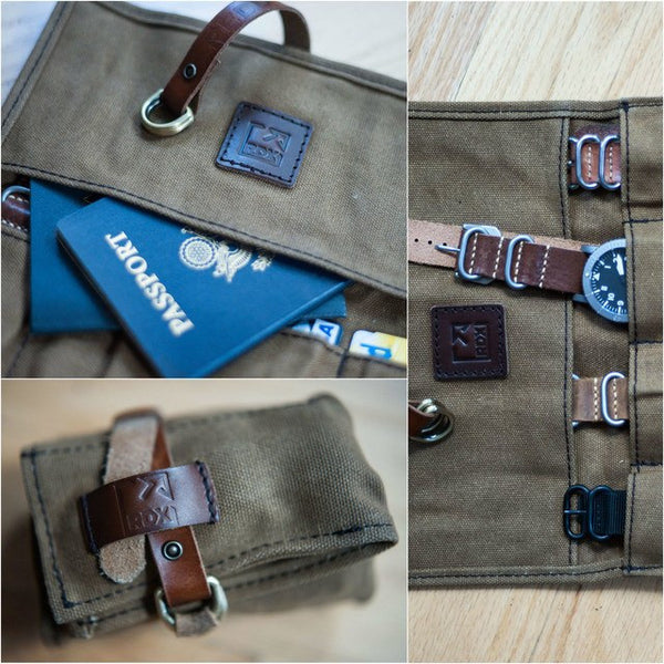 Waxed Canvas Watch Roll / Leather & Brass – Redux & Co.